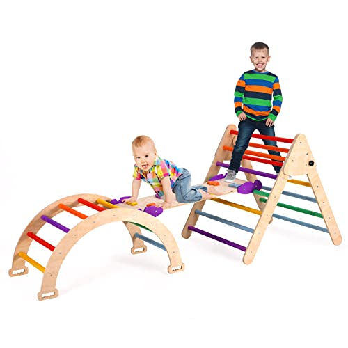 BommJokker Pikler Triangle Indoor Climbing Frame for Toddlers 3 in 1 ...
