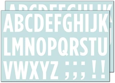 10 Sheets, 50mm - Large Letter Stickers, White Waterproof Vinyl Stick ...