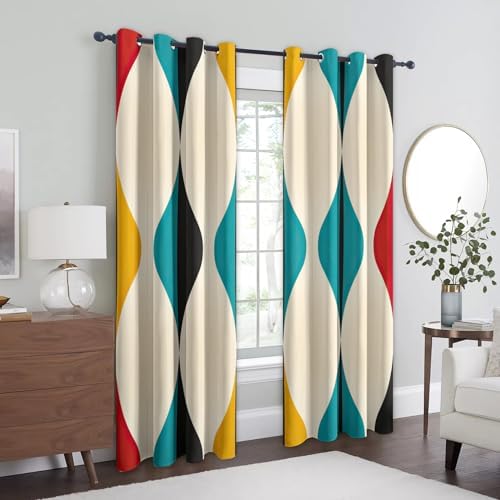Amazon.com: TANTANICAL Mid Century Curtains for Living Room 96 Inch ...