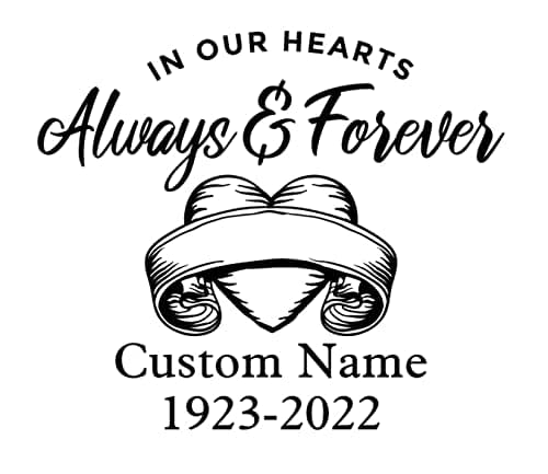 Amazon.com: Personalized In Our Heart Always & Forever Heart RIP Car ...