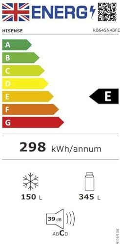 Hisense RB645N4BFE 495L Frost Free Freestanding Fridge Freezer - Black ...