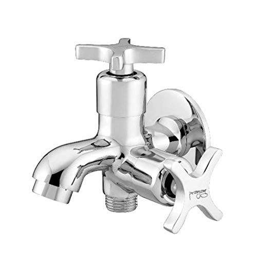 Prayag Gracia Brass Bib Cock 2-Way Double Handle with Flange : Amazon ...