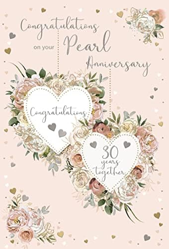 30th Milestone Pearl Anniversary Card - 30 Years - Flowers, Bottle of ...