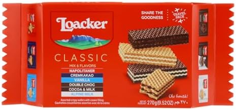 Amazon.com: Loacker 經典威化餅混合 - 優質什錦脆餅 - 多種包裝 - 榛子、巧克力、香草、雙巧克力、可可和牛奶 - 45 克/1.59 盎司,6 件裝 : 雜貨和美食