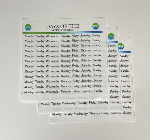 Amazon.com: Week Date Sticker Colored Day of The Week Labels 1.25X0.75 ...