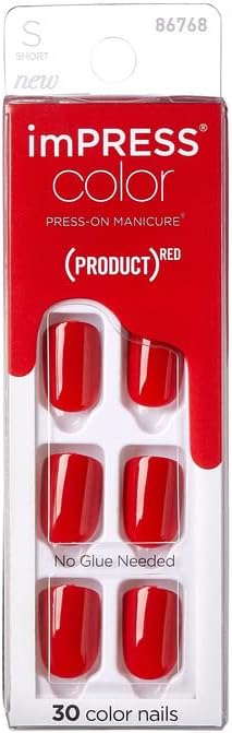 Amazon.com: KISS (Product) Red imPRESS Color Press-On Manicure, Red ...