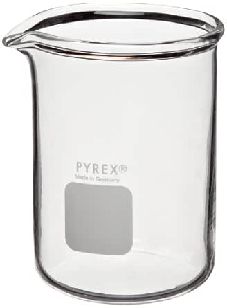 Corning Pyrex 1003-1L Glass 1 Liter Graduated Low Form Heavy Duty Griffin Beaker, 50mL ...