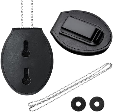 Amazon.com : Sadnyy Police Badge Holder Neck Chain Leather Badge ...