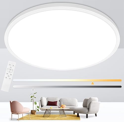 KIWIVIC 24 Inch Flush Mount Ceiling Light - Round LED Ceiling Light ...