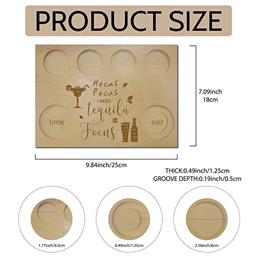 CREATCABIN Wooden Tequila Board with Salt Rim Shot Glass Set Serving ...