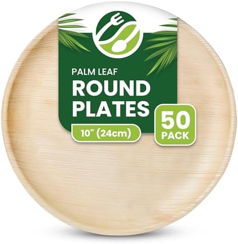 Zoe Goods 25 Disposable Palm Leaf Plates 10"(25cm) Large Square Eco ...