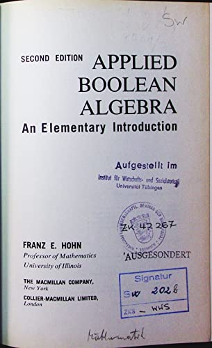 Applied Boolean Algebra Edition: Hohn, Franz: 9780685146385: Amazon.com ...