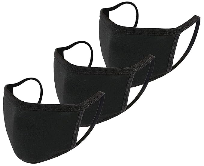 GR DESIGN Hosiery Black Cotton Mask, Breathable Reusable and Washable ...