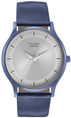 Sonata Poze Quartz Analog Blue Dial Metal Strap Watch for Men ...