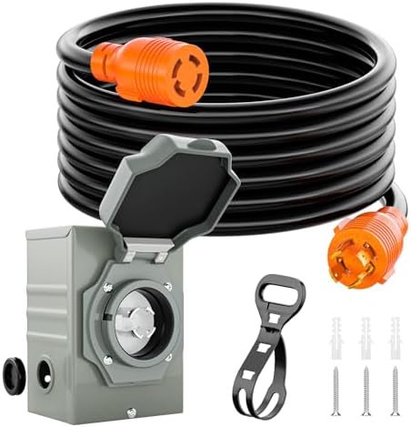 Amazon.com: VEVOR 50 Amp Generator Cord and Power Inlet Box Kit, 20FT ...