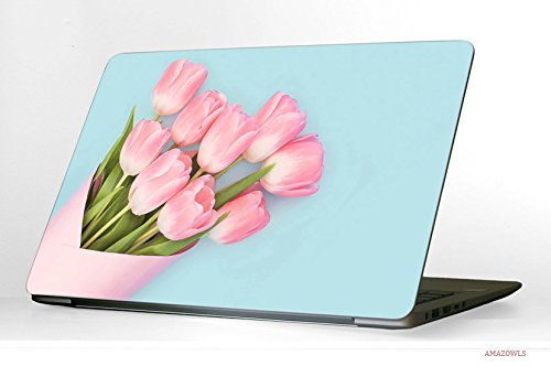 AmazOwls baby pink tulips flower beautiful floral nature laptop skin ...