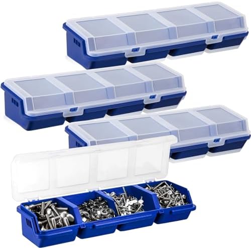 4 pcs Small Parts Storage Organizer Box with Lids Stackable Hardware ...