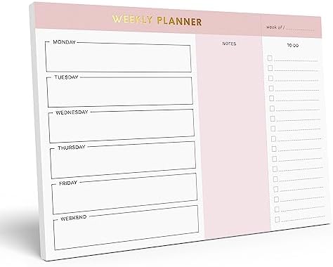 Amazon.com : Daily and Weekly To-Do List Notepad – Desk Pad for Work ...