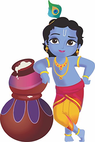 Decals Creation™ Wall Stickers 'Bal Krishna' Size 60X48 CM (Blue ...