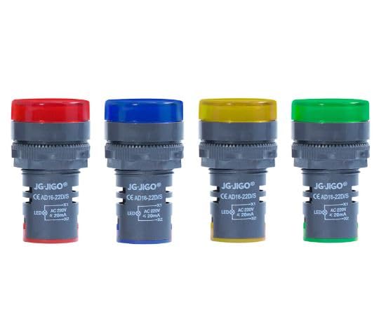 220V Multicolour Pack of 4 LED Round Indicator 22.5 mm Outer Diameter ...