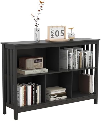 Amazon.com: TaoHFE Short Bookshelf with 2-Layer 5 Cube Shelf,Wooden ...