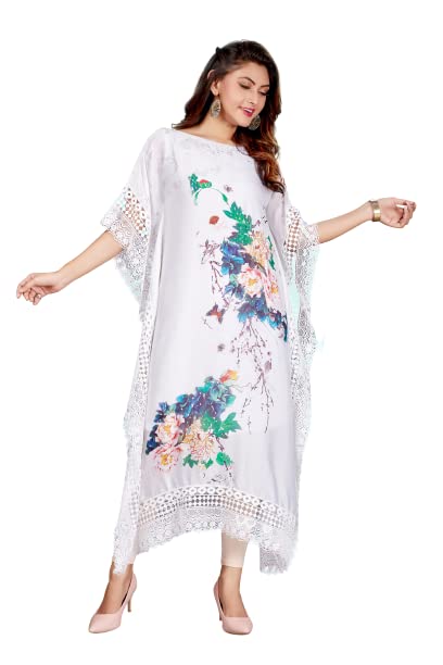 Fashion Forever Women's Modal Satin kaftatn embilished with Sequence ...