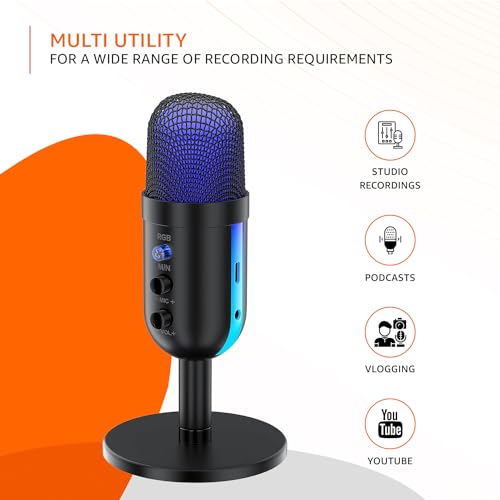 amazon basics Condenser USB Microphone with Adjustable Stand | Plug and ...