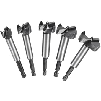 5 Pcs Forstner Drill Bit Set,Carbon Steel Multi-Tooth Flat Wing Wood ...
