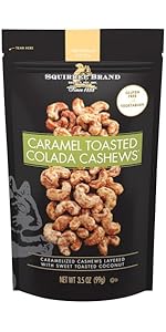 Amazon.com: SQUIRREL BRAND Sweet Brown Butter Cashews, 3.5 Oz Resealable Bag, Gluten Free ...