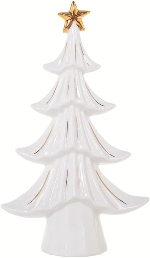 Amazon.com: The Bridge Collection Mini White Christmas Tree Figurine ...