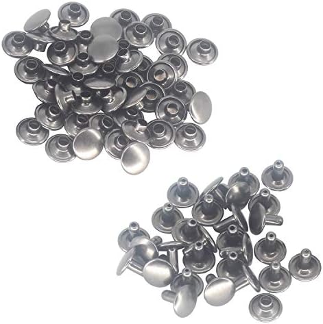 100Pcs Double Cap Leather Rivets Tubular Metal Studs Round Flat Rivets ...