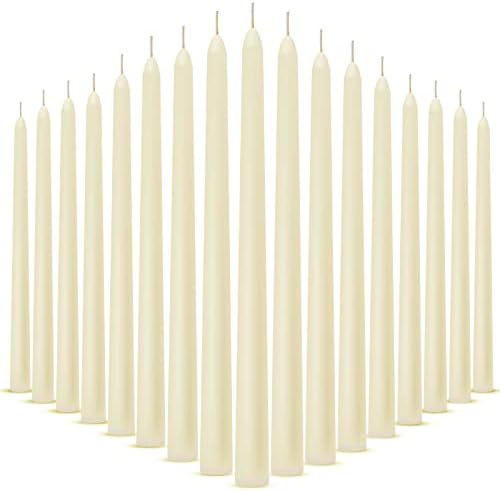 Amazon.com: Nuanchu 100 Pcs Ivory White Taper Candles 10 Inch (H ...