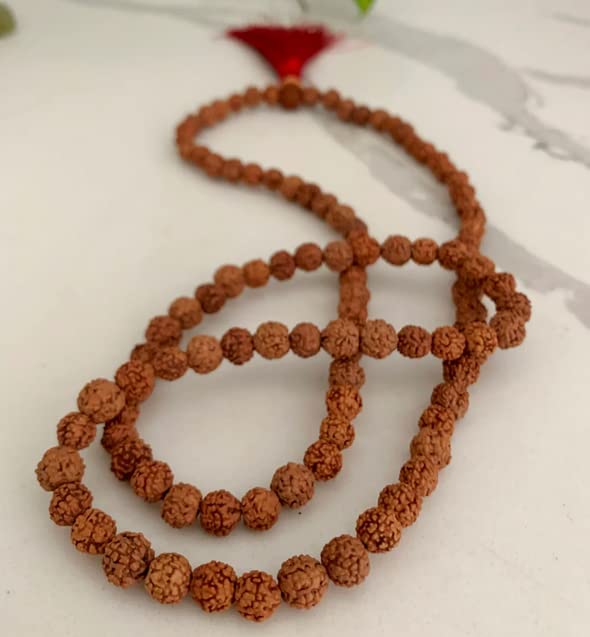 Static Stone Real & Genuine Panchmukhi Rudraksha Mala 8mm ओरिजनल ...