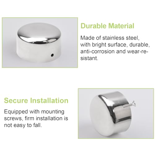 UFURMATE Handrail End Cap, 4PCS Stainless Steel Round Handrail End Caps ...