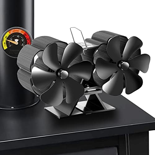 Xmasneed 12-Blade Log Burner Fan, Heat Powered, Silent Operation, Black ...
