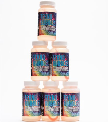 Atomic Bubbles: Tekno Bubbles - Blue 6 Pack - 4oz Bottles, UV Blacklight Glow Bubbles, Glow ...
