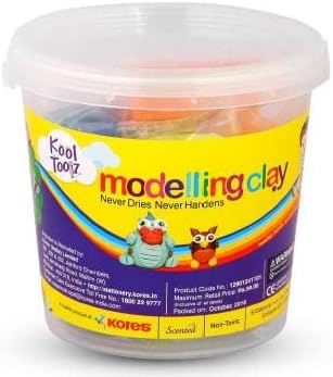 Kores Modelling Clay (8 Shades) Bucket 50g with 3 Mini-Moulds - Pack of ...
