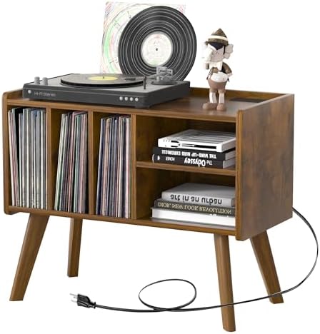 Amazon.com: Dunatou Record Player Stand with Vinyl Storage, Vinyl ...