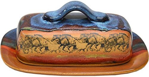 Amazon.com | ALWAYS AZUL POTTERY 7.5 Inch by 4 Inch Butter Dish in Wild ...