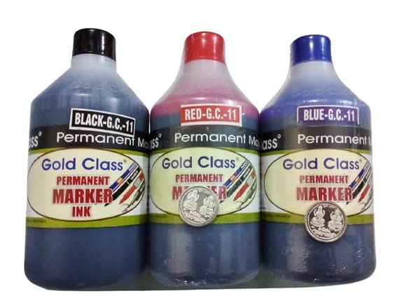 Gold Class Permanent Marker Ink (500 ML) (Pack of 3, Red-Blue-Black ...