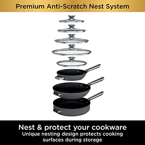 Ninja NeverStick Premium 10 Piece Pots & Frying Pans Set, with Glass ...