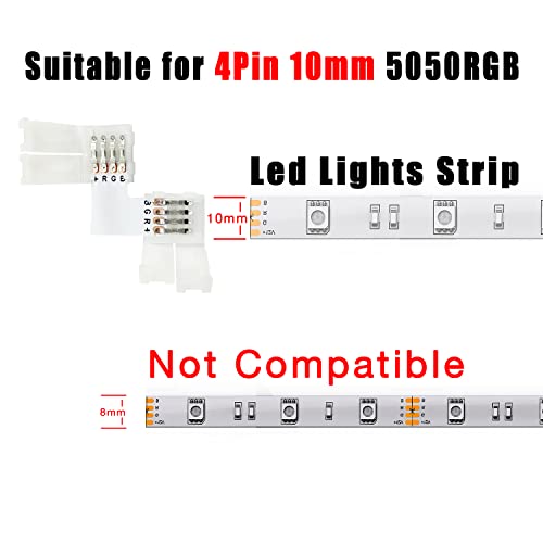 Snapklik.com : Led Strip Connector Kit For 5050 10mm 4Pin, L Shape 4 ...