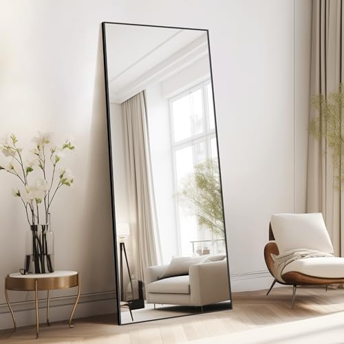 COFENY Full Length Mirror, Rectangle Mirror Full Length Black Floor ...