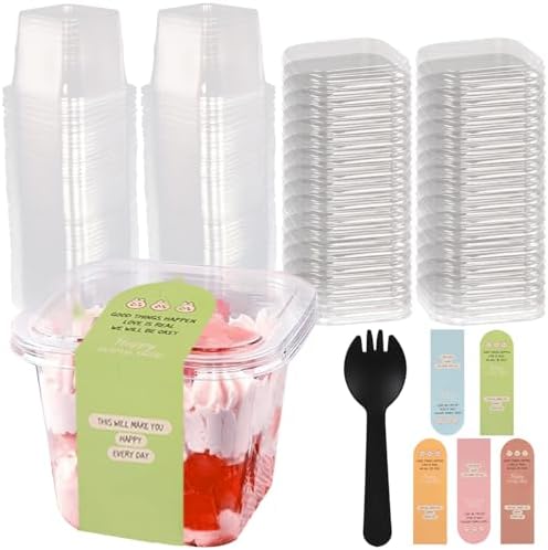 Amazon.com | Nsmykhg Clear Dessert Cups with Lids, 100 Pack 12 oz ...