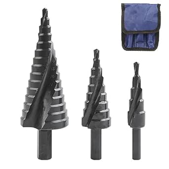Metric Step Drill Bit 3PCS HSS Spiral Flute Step Drill Bit Set ...