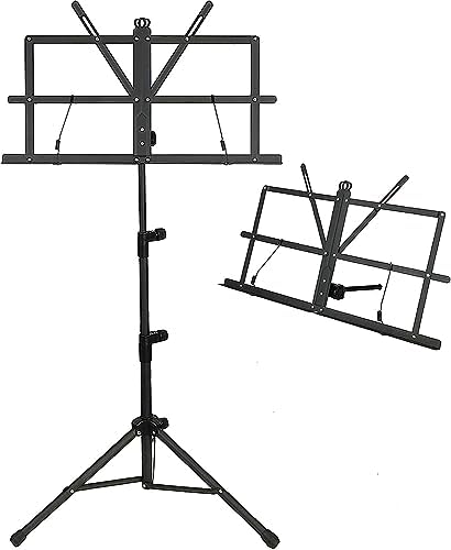 Amazon.com: 2 in 1 Metal Music Stand Folding Sheet Music Stand ...