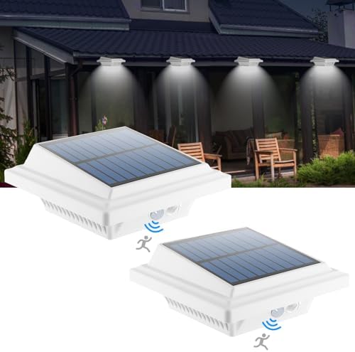 4 Pack White Solar Powered Gutter Lights Outdoor Decorative Waterproof ...