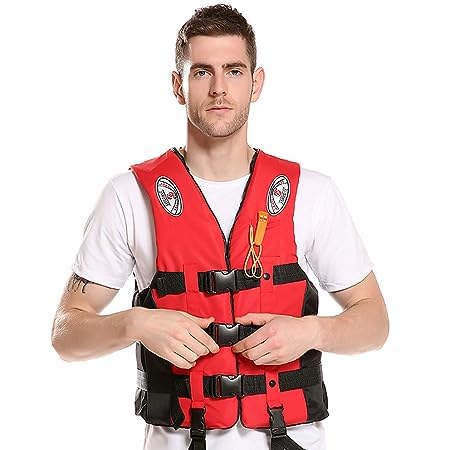 Inllex Adult Swimming Floating Vest Life Jacket with Whistle 3-Buckle ...