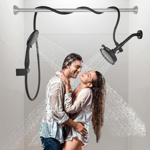 DOUBLUOEG Tandem Shower Head for Couples, High Pressure Dual Shower Head for Couples with 5 ...