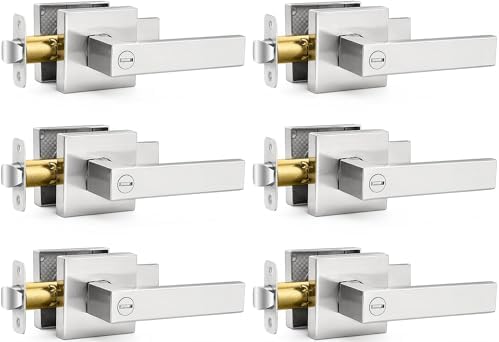Probrico 4 Pack Square Door Levers Handles Keyless Passage Lockset ...